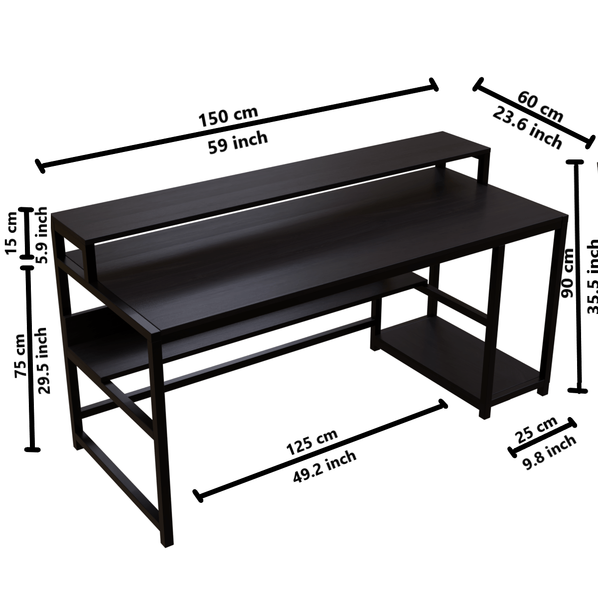 Trio Computer Table With Open Storage By Riyan Luxiwood.