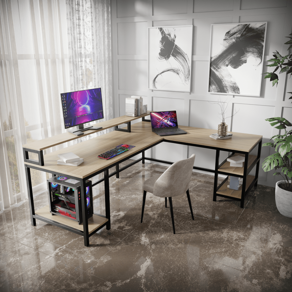 Archice Computer Table With Open Storage By Riyan Luxiwood.