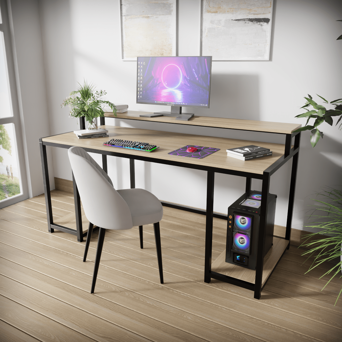 Nexus Computer Table With Open Storage By Riyan Luxiwood.