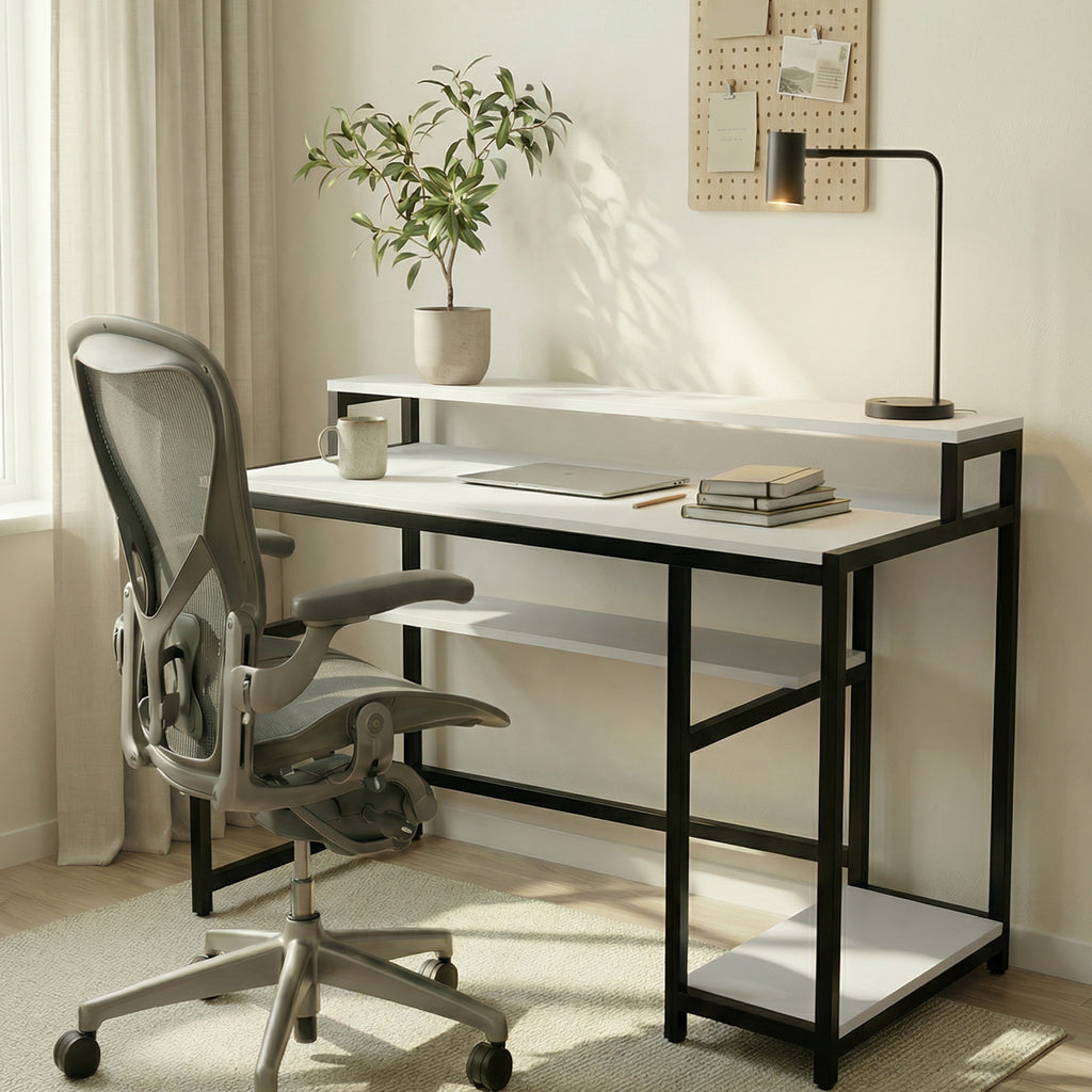 Trio Computer Table With Open Storage By Riyan Luxiwood.
