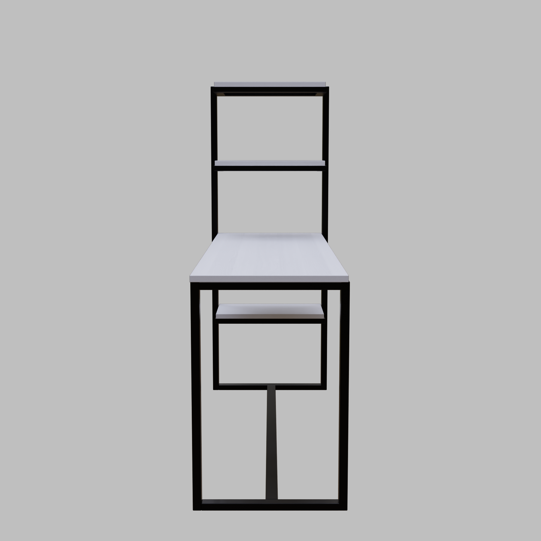 Valor Study Table with Shelves in White Color by Riyan Luxiwood