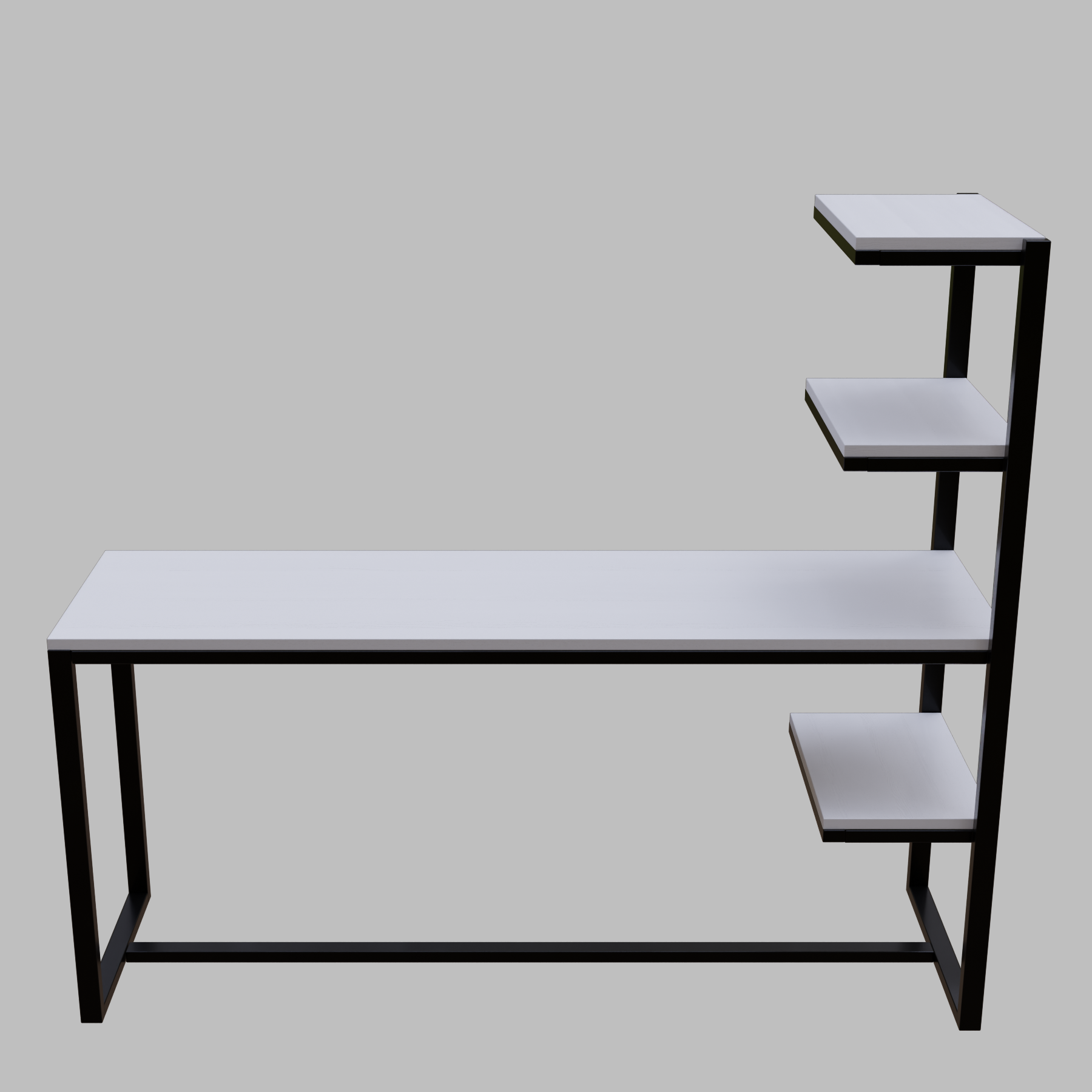 Valor Study Table with Shelves in White Color by Riyan Luxiwood